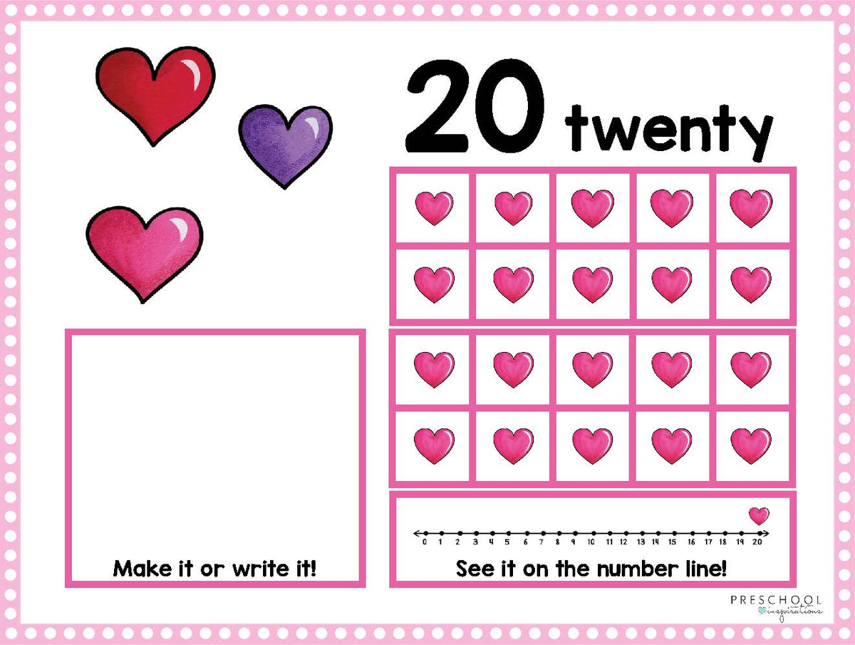Valentine Themed 10 Frame Counting Mats – Preschool Inspirations