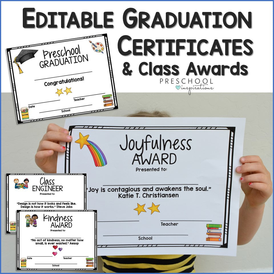 Editable Graduation Certificates and Class Awards – Preschool Inspirations