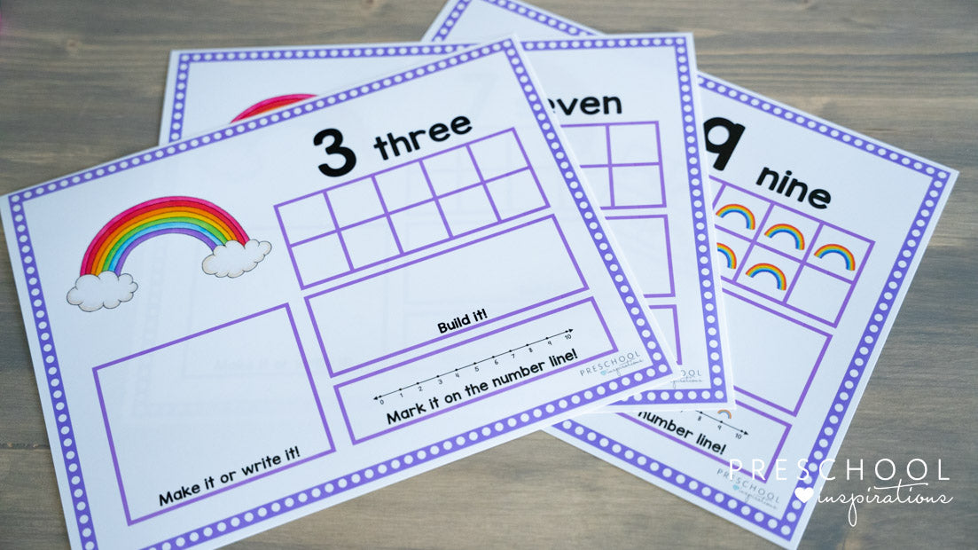 Rainbow Ten Frame Math Counting Mats – Preschool Inspirations