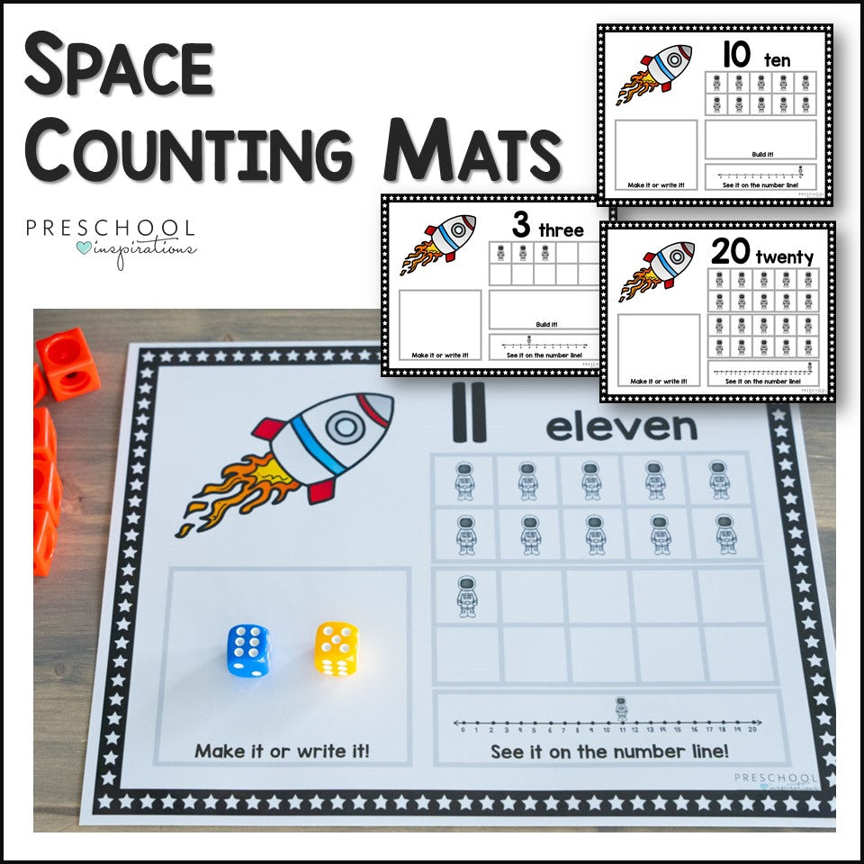 Space Ten Frame Math Counting Mats – Preschool Inspirations