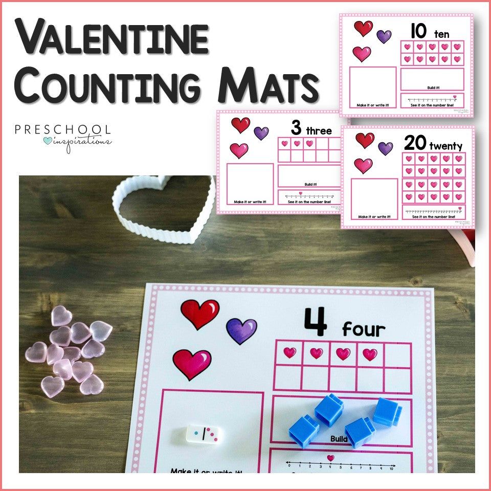 Valentine Themed 10 Frame Counting Mats – Preschool Inspirations