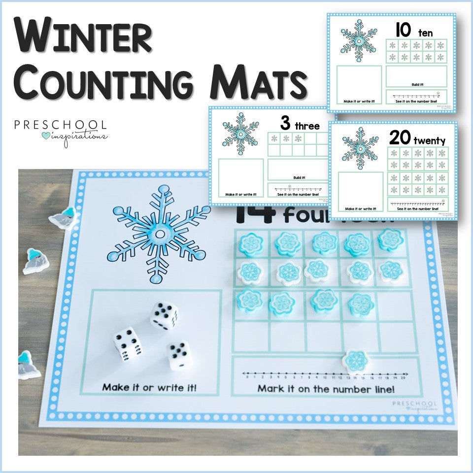 Winter Themed 10 Frame Counting Mats – Preschool Inspirations
