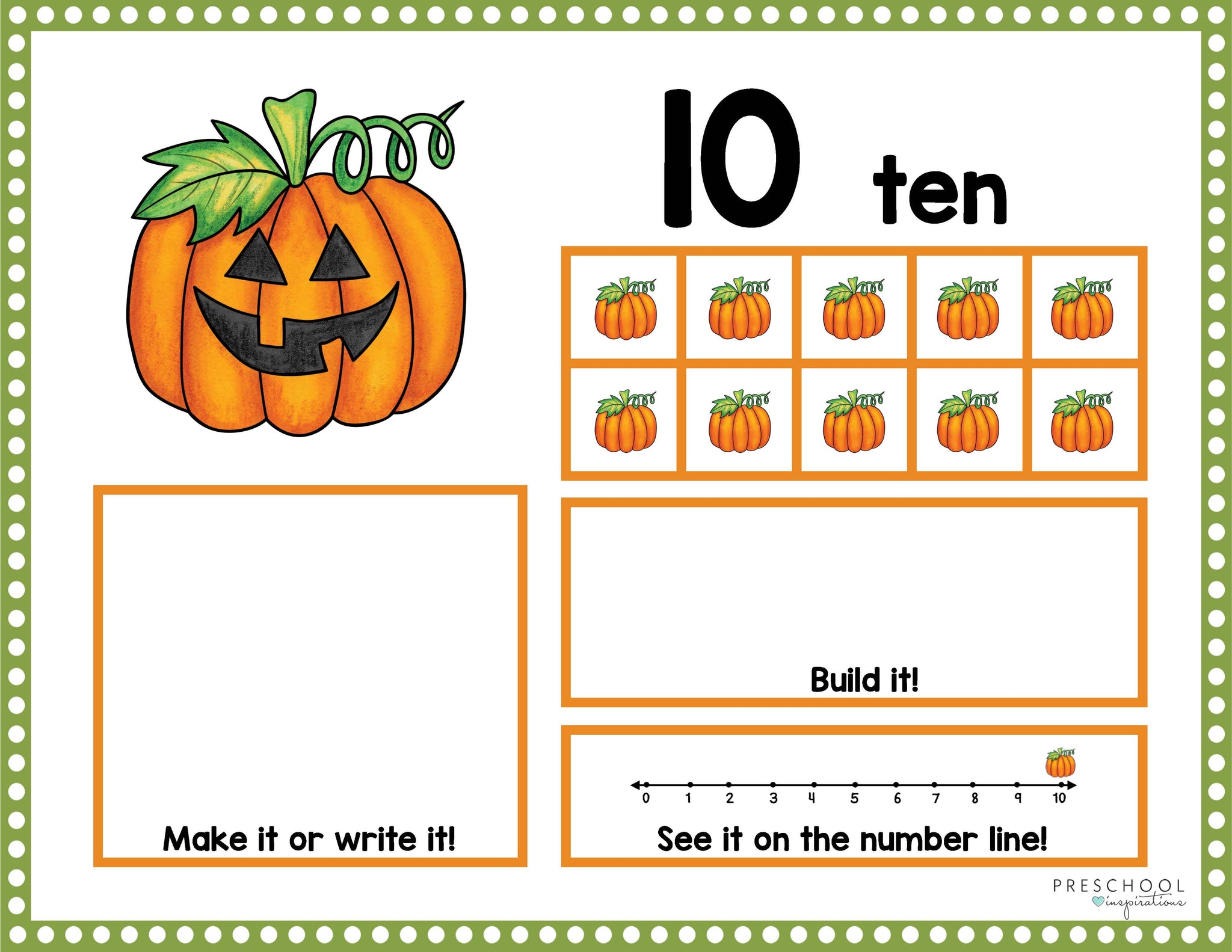 Pumpkin Ten Frame Counting Mats – Preschool Inspirations