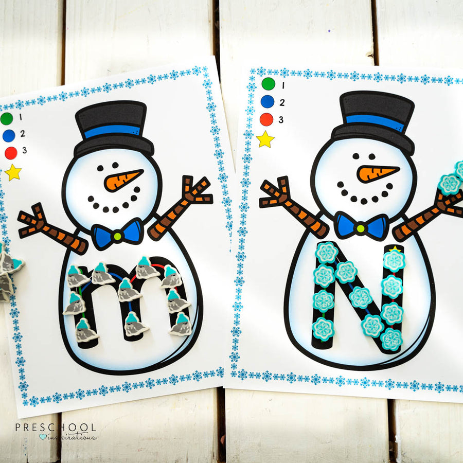 Snowman Letter Formation Fine Motor Mats – Preschool Inspirations