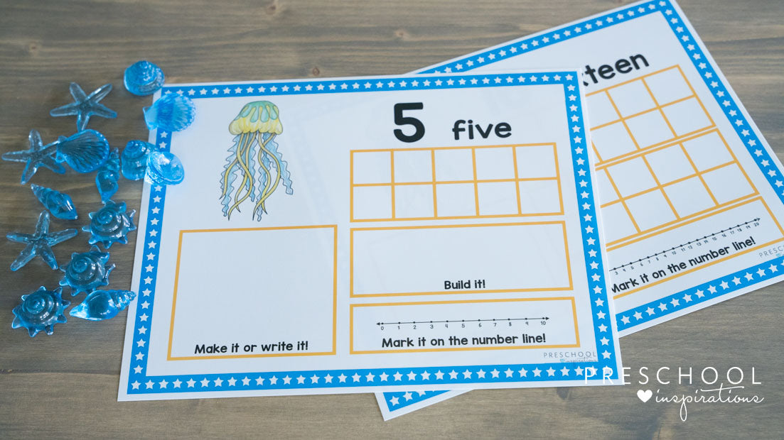 Ocean Animal Ten Frame Match Counting Mats – Preschool Inspirations