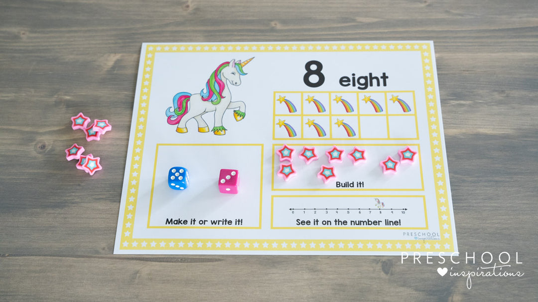 Unicorn Math Ten Frame Counting Mats – Preschool Inspirations