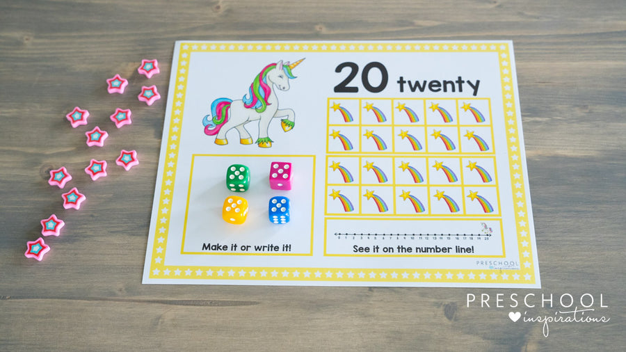 Unicorn Math Ten Frame Counting Mats – Preschool Inspirations
