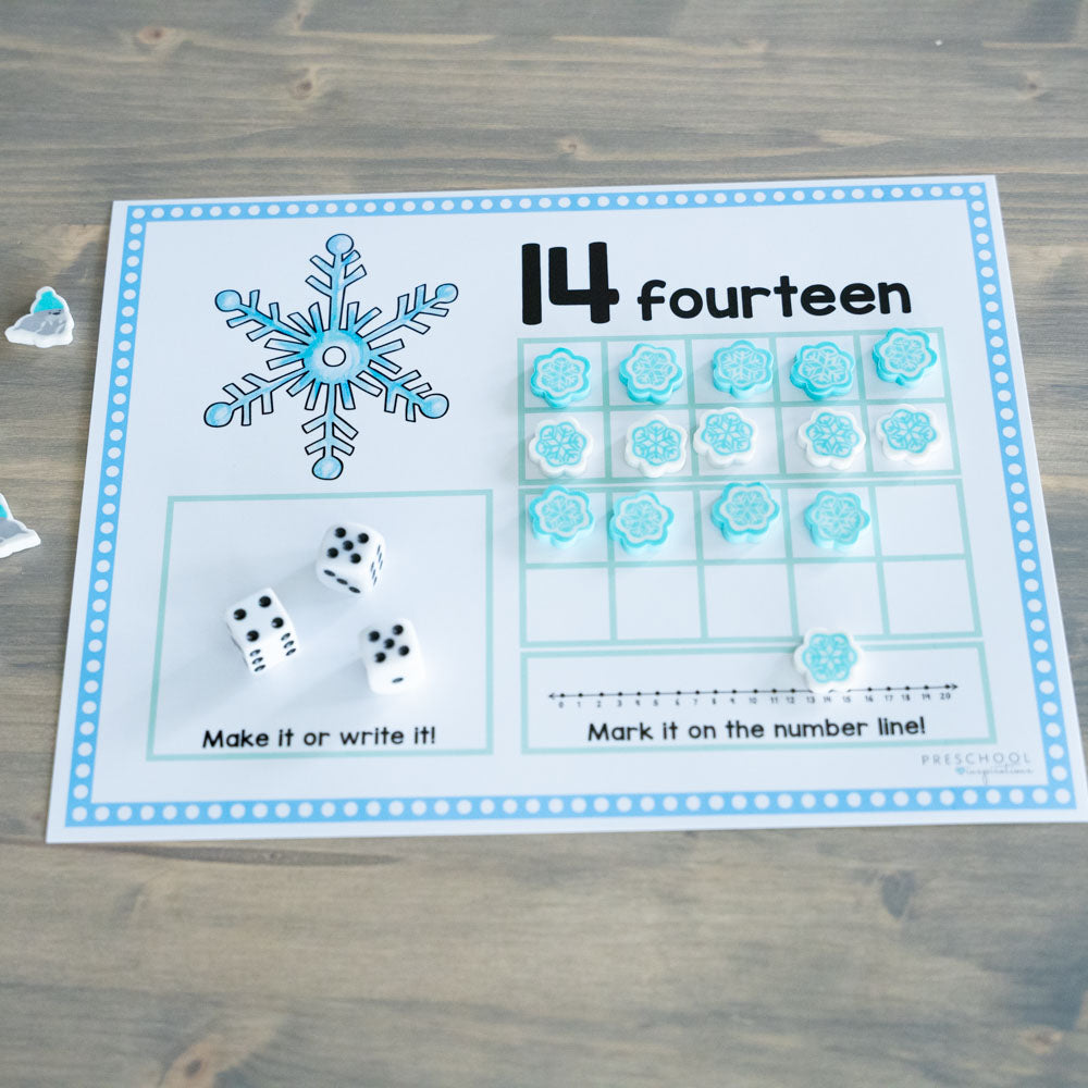 Winter Themed 10 Frame Counting Mats – Preschool Inspirations